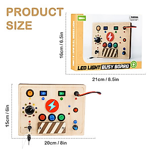 Joyreal Montessori Busy Board Sensory Toys for Toddlers with LED Light Up Switch, Toddler Busy Board Fidget Toys, Educational Learning Fidget Travel Toys for Boys Girls