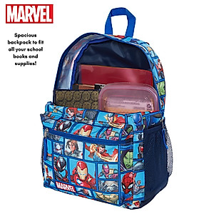 Marvel Comics Avengers Iron Man, Thor, Captain Marvel, Spiderman Backpack for Kids, 16 inch