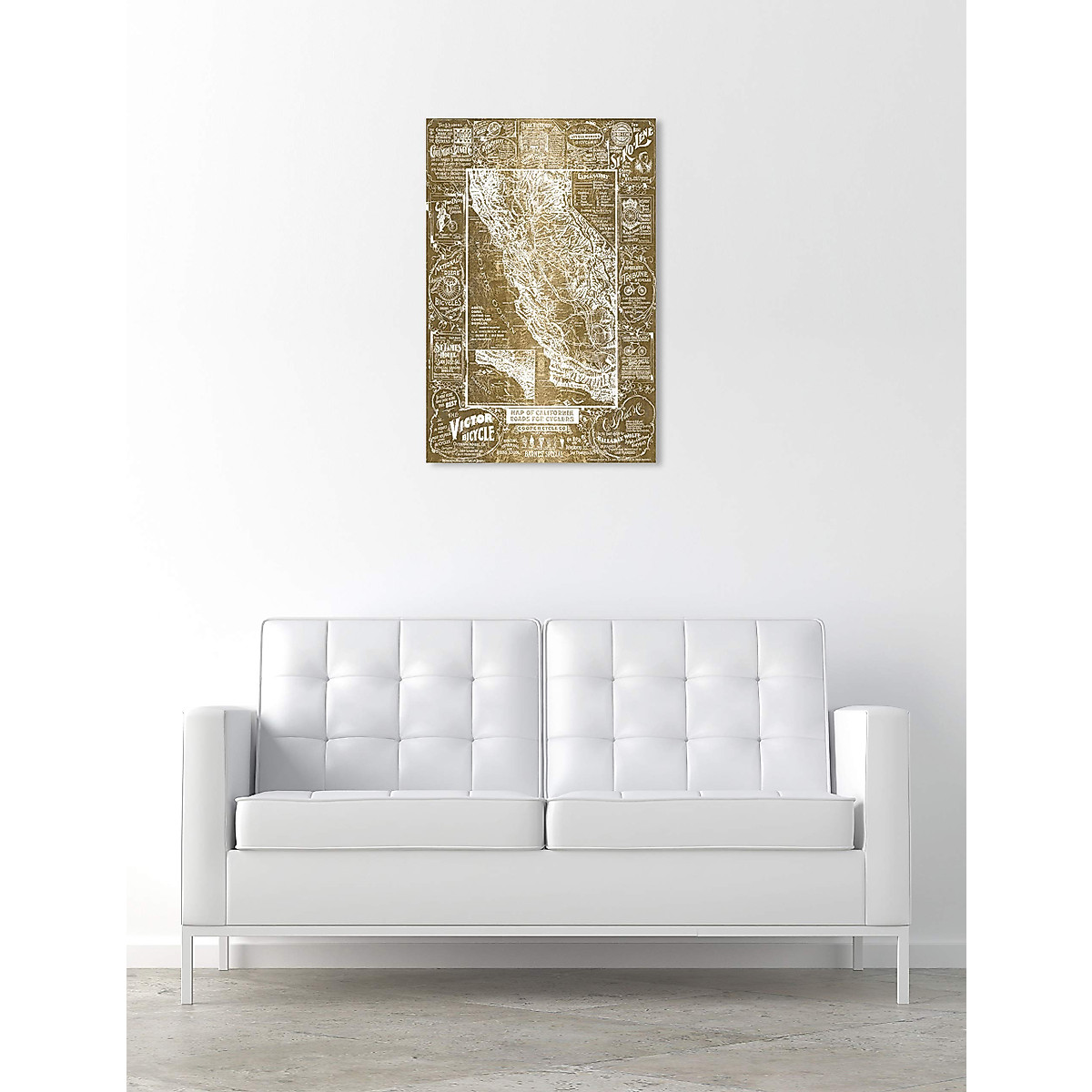 The Oliver Gal Artist Co. Maps Wall Art Canvas Prints 'Map of California for Cyclers Gold'