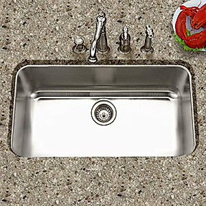 Houzer MGS-3018-1 Medallion Gourmet Series Undermount Stainless Steel Large Single Bowl Kitchen Sink