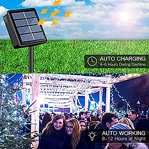 Solar String Lights, Amzxart 72ft 200 LED Solar Powered String Lights, 8 Modes Waterproof Solar Lights Outdoor for Garden, Patio, Party, Trees, Homes Decor (Cool White)