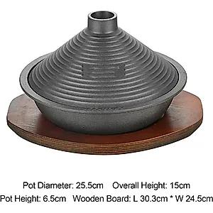 Hand Made Tagine Pot, Moroccan Tajine Ceramic Pots Cookware with Cone-Shaped Closed Lid and Wooden Board for Cooking and Stew Casserole Slow Cooker(28cm)