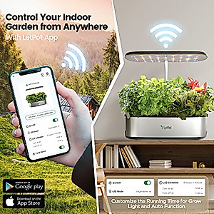 LetPot LPH-SE Hydroponics Growing System, 12 Pods Smart Herb Garden Kit Indoor, Indoor Garden, APP & WiFi Controlled, with 24W Growing LED, 5.5L Water Tank, Pump System, Automatic Timer