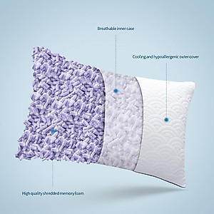 MOLCLCUY Memory Foam Pillows King Size Set of 2 Adjustable Cool Pillow for Side Back Stomach Sleepers Luxury Gel Pillow with Washable Cover