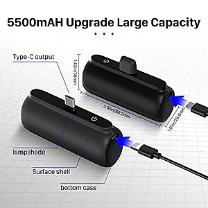 Power Bank Portable Charger 5500mAh 20Wh Ultra Compact Backup Charger,USB C Mini Small Fast Charging Power Bank Battery Pack,for Type C Android Phones Samsung Galaxy S21,Note 20,LG,Google Pixel, etc