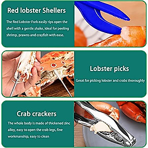 13 Pcs Seafood Crab Crackers and Tools, Nut Lobster Crackers and Picks Set Including 4 Lobster Crab Crackers 2 Lobster Shellers 4 Forks 2 Seafood Scissors and 1 Gift Box