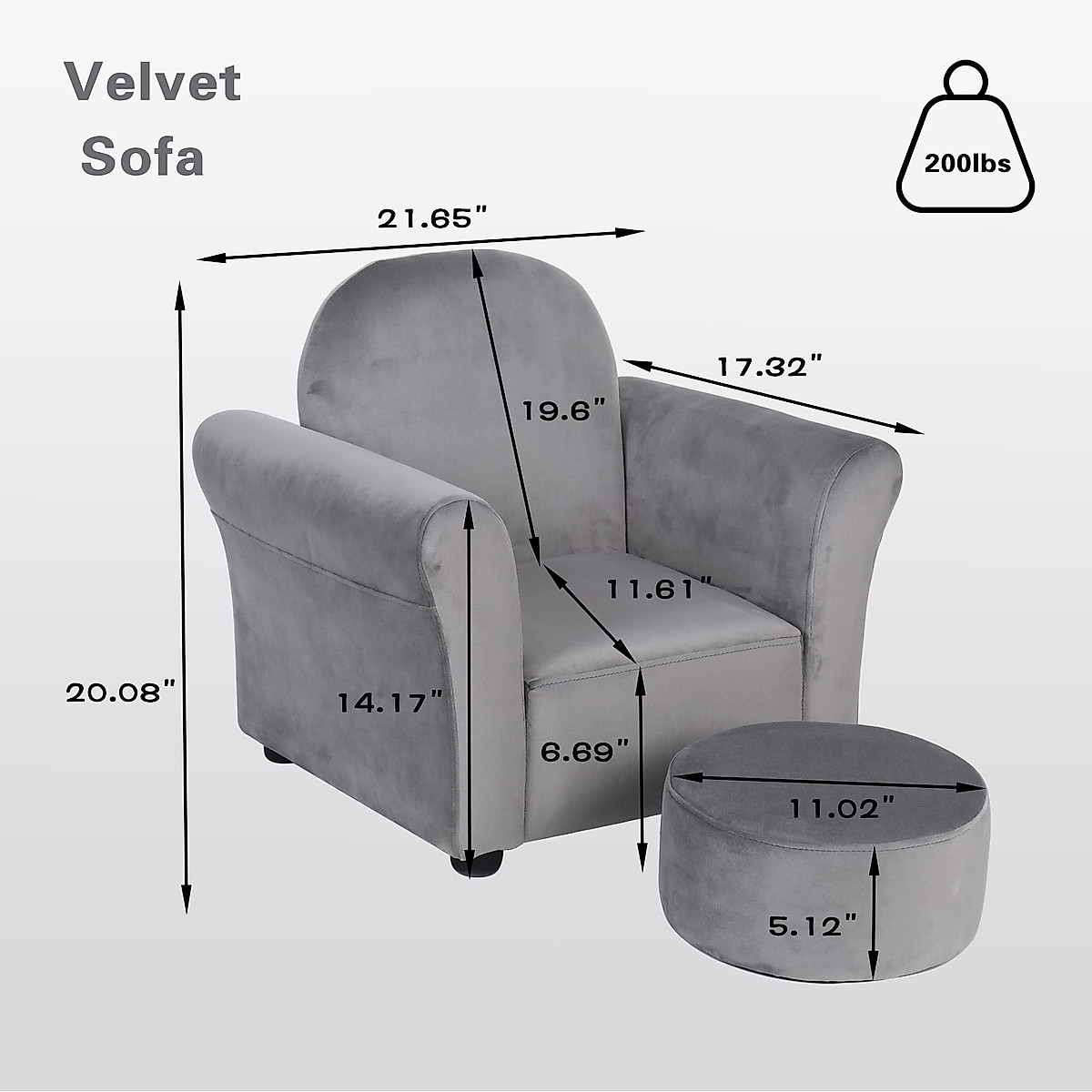 Bonrcea Pink Kids Sofa Toddler Chair,Kids Armchair,Sofa Chair,Toddler Couch Chair with Footstool,21.65x17.32x20.28inch Upholstered Couch,Armrest Sofa Chair for Chidren,Kids,Toddlers