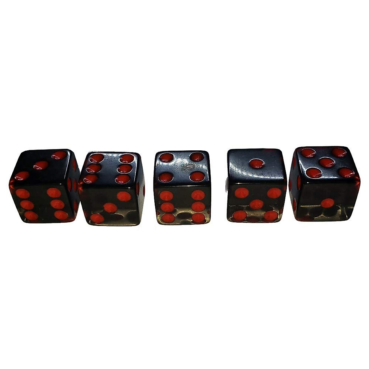 Set of Dice Cup with Storage Compartment Black PU Leather Red Felt Lined + (5) 16mm Tranparent Dice (Gift Boxed) (Smoke/Red)