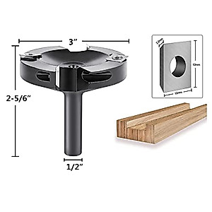SpeTool CNC Spoilboard Surfacing Router Bit,1/2 Inch Shank 3 Inch Cutting Diameter, 2+2 Carbide Insert Slab Flattening Router Planer Bit for Woodworking Mill Planing