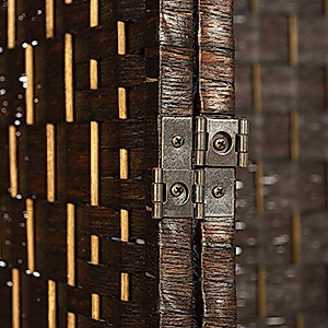 Legacy Decor 5 Panels Room Divider Privacy Screen Weaved Bamboo Fiber Brown Color 5.9 ft High X 7.2 ft Wide