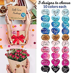 Solvingdom Thank You Stickers Roll of 1000 Pcs - 1.18 Inch Self-Adhesive Label Supplies Parties Gifts Bags Boxes Small Business Handmade Goods Flower Store-10 Decorative Designs Round Hearth Shaped