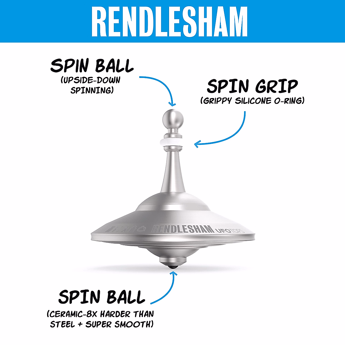 Rendlesham | Metal Spinning Fidget Toy Top | Inspired by The Documented 1980 UFO Sighting in Rendlesham, England (Cosmic Silver.)
