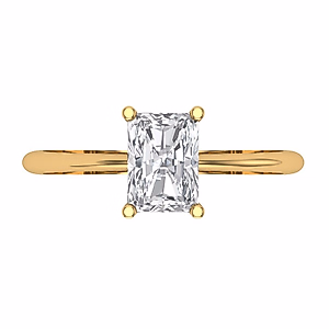 Yellow 14k Solid Gold Solitaire anniversary Engagement Promise Bridal Ring - 1 Ct Radiant Cut Clear Simulated Diamond Sz 7