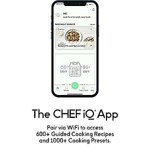 CHEF iQ Pressure Cooker with WiFi and Built-in Scale - Easy-to-Use 10-in-1 Multicooker with 1000+ Guided Recipes - Instant Meals for Foodies - 6 Quart - Family Size