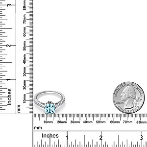 Gem Stone King 925 Sterling Silver Cushion 7MM Gemstone Birthstone and White Created Sapphire Engagement Ring | Wedding Engagement Anniversary Promise Ring For Women