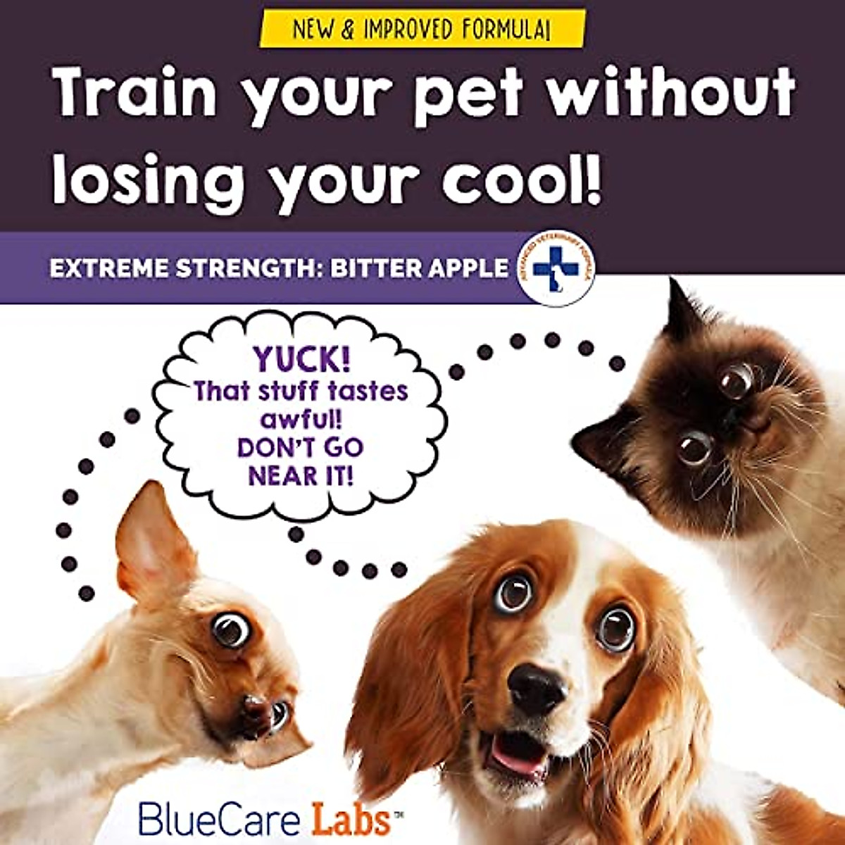 BLUECARE LABS Bitter Apple Spray for Dogs to Stop Chewing - Corrector Spray for Dogs to Prevent Licking and Chewing on Furniture, Paws and Wounds - No Alcohol and Non Toxic - Made in The USA 8oz