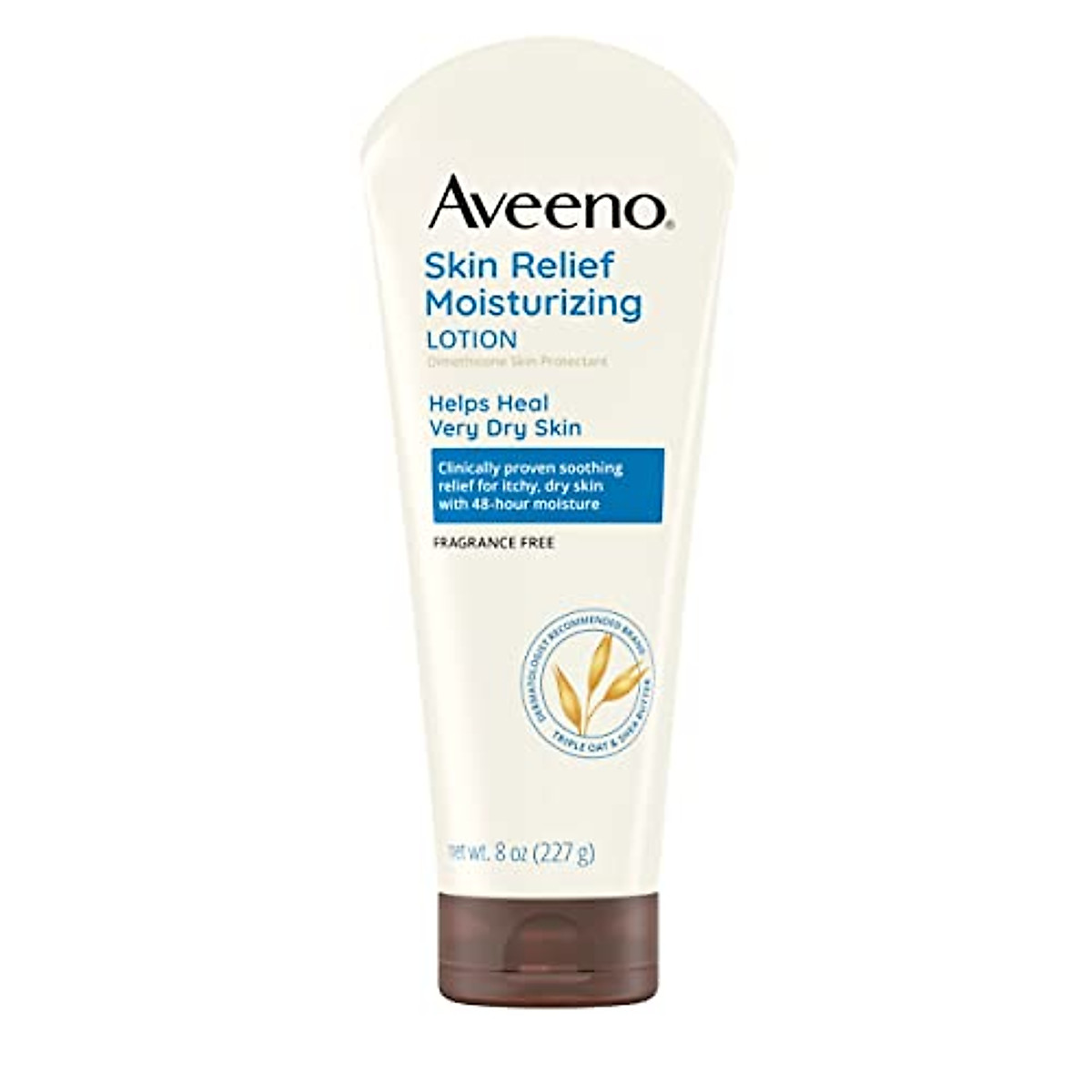 Aveeno Skin Relief Moisturizing Lotion for Very Dry Skin with Soothing Triple Oat & Shea Butter Formula, Dimethicone Skin Protectant Helps Heal Itchy, Dry Skin, Fragrance-Free, 8 fl. oz