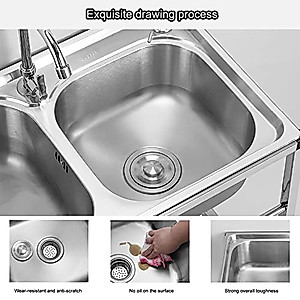 ZXLBTNB Commercial Restaurant Sink 304 Stainless Steel Utility Sink Freestanding Kitchen Sink with Worktop with Drip Board and Faucet for Laundry/Backyard/Garage/Camping 80x43x75cm