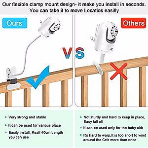 AOZTSUN Flexible Clip clamp Mount Compatible with Infant Optics DXR-8 and DXR-8 PRO Video Baby Monitor Camera 15.7 inches Flexible Long Gooseneck Arm, Baby Monitors Holder for Crib Baby Camera Stand