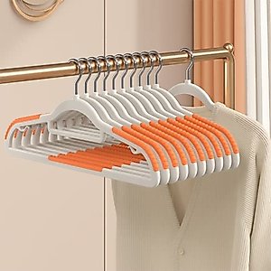 20pcs Clothes Hanger for Household Use, No Mark, Shoulder Corner Protection, Clothes Drying Rack, Wardrobe Storage Hanger, Thickened Clothes Hanger (Orange)
