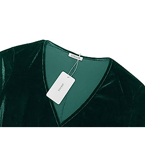 DIRASS Emerald Green Dress for Christmas Cocktail Party Long Sleeve Winter Wedding Guest Wrap Dress New Years Eve Dress Plus Size XL,Green