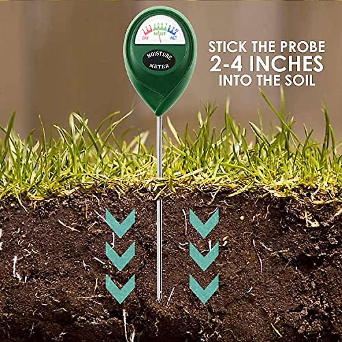 Suplong Soil Moisture Meter,Plant Moisture Meter, Plant Water Meter for Plants, Gardening, Farming, Indoor and Outdoor Plants(No Batteries Required)