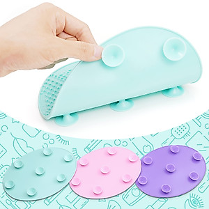 Makeup Brush Cleaner Mat Silicone Brush Cleaning Mat Big Size Make Up Brush Clean Pad with Suction Cup for Makeup Brush Cleaning (Green)