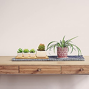 YCDC Mini Rectangular Bamboo Tray, 12x4x0.39 Inch, Suitable for Decor, Planters, and Drainage