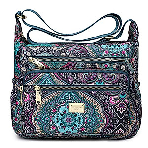 Pealwel Women Shoulder Handbag Roomy Multiple Pockets Bag Ladies Crossbody Purse Tote Top Handle Satchel(SS-Black&Blue)