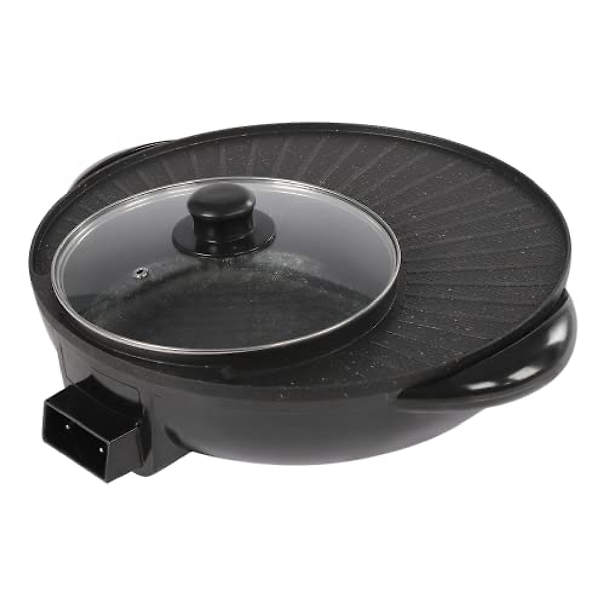 Circular Hotpot Grill Combo, 2in1 Electric Grill and Hot Pot, Portable Hot Pot with Divider, Multifunctional Indoor Teppanyaki Grill/Korean BBQ/Shabu Shabu Hot Pot, 5 Gear Adjustable for 3-5 People