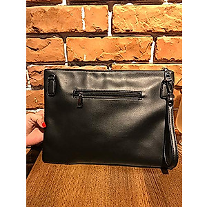 NIGEDU Fashion Women Clutches Rivet PU Leather Crossbody Bag Envelope Clutch Purse with Hand Strap (Black)