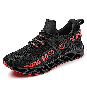 TSIODFO Sneakers for Men Sport Running Shoes Athletic Tennis Walking Shoes Fashion Jogging Sneaker Black red Size 12