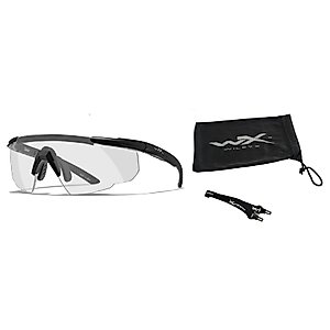 Wiley X Saber Advanced Shooting Glasses ANSI Z87.1+ Safety Sunglasses for Men and Women, UV and Eye Protection for Hunting and Shooting Matte Black Frames, Clear Lenses, Ballistic Rated