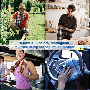 100% Pure Cotton Kitchen Dish Cloths 6 Packs 13"x28",Kitchen Towels with Waffle Weave Check Plaid Design,Soft Super Absorbent Dish Towels,Nonstick Oil Washable Fast Drying,Multipurpose Cleaning cloth