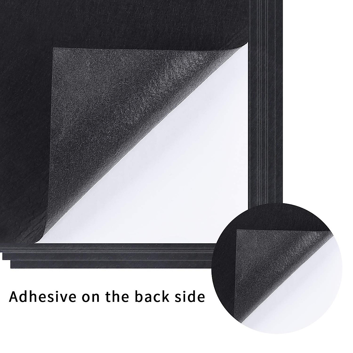 Perzodo 6 Pieces Black Adhesive Back Sheets - 8.3 by 11.8" (A4 Size) Adhesive Back Felt Sheets for Art Crafts Making, Jewelry Box and House Adorning
