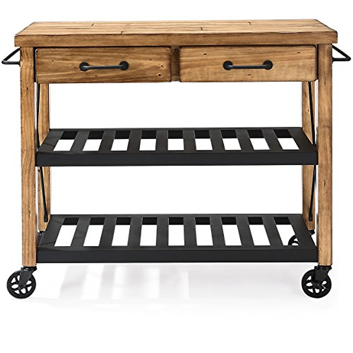 Crosley Furniture Roots Rack Industrial Rolling Kitchen Cart, Natural