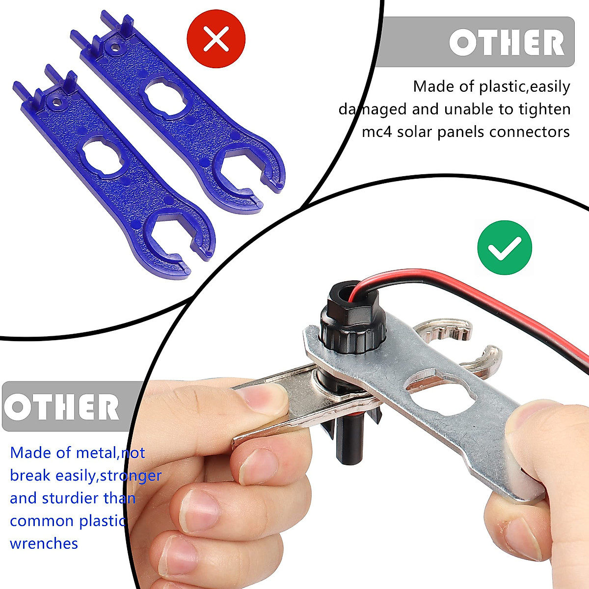 YAODHAOD Solar Panel Connector Tool Works,Disconnect Removal Solar PV Metal Spanner Wrench Crimping Tool for Solar PV System Extension Cable Kit