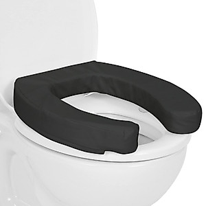 Vive Toilet Seat Cushion (Soft Cushioned Foam) - Easy Clean Soft Padded Bathroom Attachment - Elongated, Standard Seats - Comfort and Support Donut for Handicap, Adults (2" Cushioned Foam, Black)