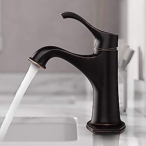 HGN Single Handle Bathroom faucets,Bathroom Faucets for Sink 1 Hole,Washbasin Faucet with Deck,Oil Rubbed Bronze,Without Pop Up Drain