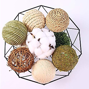CIR OASES 9pcs 3.5Inch Fall Decorative Ball Orb Rattan Ball Rattan Woven Orbs Spherical Bowl and Vase Filler for Home Party Wedding Display Decor Props