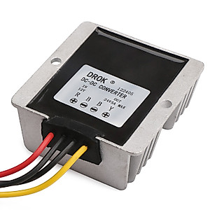 DROK® Waterproof DC Synchronous Boost Converter Regulator DC-DC 9-20V 12V to 24V 5A/120W Step-up Power Supply Circuit Module Adapter with Aluminum Shell for Electric Motors, Speakers,etc