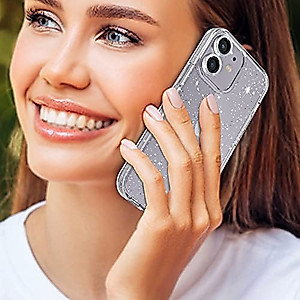 Jasmeas Design for iPhone 11 Case Glitter, with [2 Pack] Screen Protector & [2 Pack] Camera Lens Protector Sparkle PC Hard Soft TPU Silicone Bumper Women Phone Cases for Women Girls (Clear)