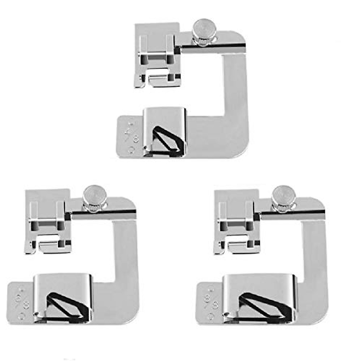3 Sizes Wide Rolled Hem Pressure Foot Sewing Machine Presser Foot Hemmer Foot Set (1/2 Inch, 3/4 Inch, 1 Inch) for Singer, Brother, Janome and Other Low Shank Sewing Machines