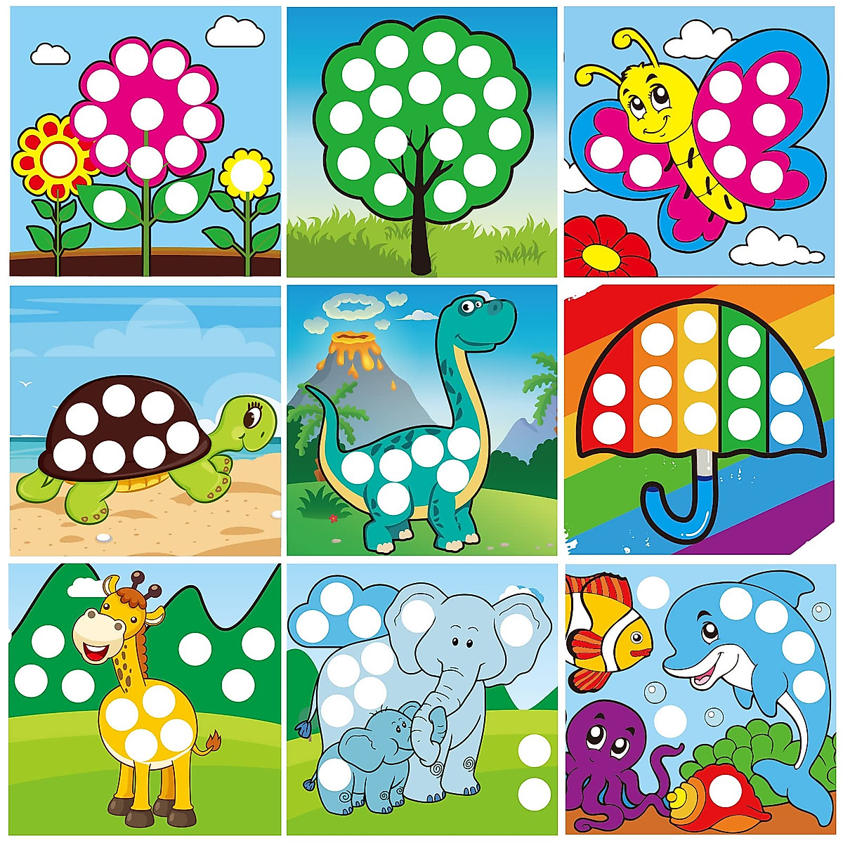 chiazllta Art Activity : Kids Do A Dot Stiker for Learning Educating, Animal Rainbow Dot Page Art Gift for Age 3-7 Girls Boys Toddlers Preschool Kindergarten