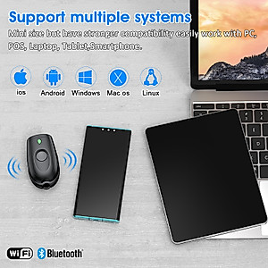Mini Wireless Barcode Scanner,symcode Barcode Scanner Bluetooth&Wireless 2.4Ghz and USB All in one Bar Code Image Reader for Tablet iPhone iPad Android iOS PC POS