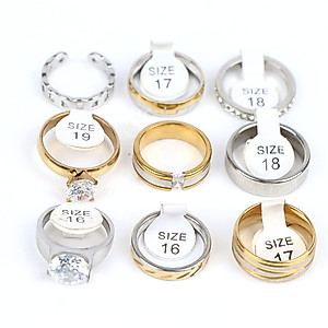 juanmaojuan 36Pcs Fashion Stainless Steel Rhinestone Band Rings For Women Men Mix Style Party Jewelry No Fade Wholesale (Mix Size 6-12)