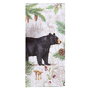 DHE Piece Black Bear Pinecone Trails Kitchen Set, 1 Dual Purpose Towel, 1 Applique Towel and 2 Pocket Mitts Green
