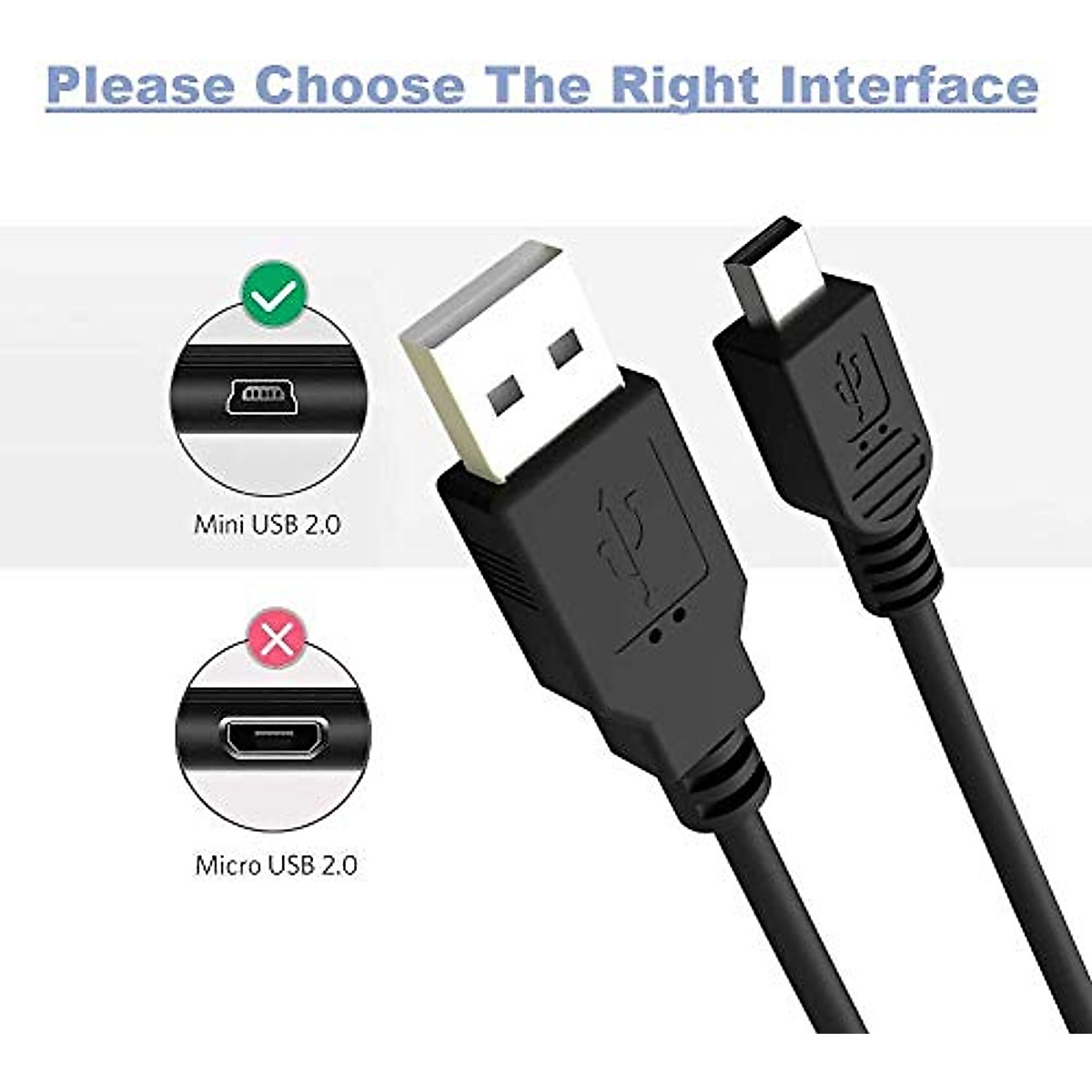 GPS Charger Cable, Ancable 6 Feet USB A Male to Mini 5 Pin Data Transfer Charging Cable Cord Compatible for Garmin Navigator Nuvi 50lm 2555lmt 2595lmt 40lm 1300 255w GPS System