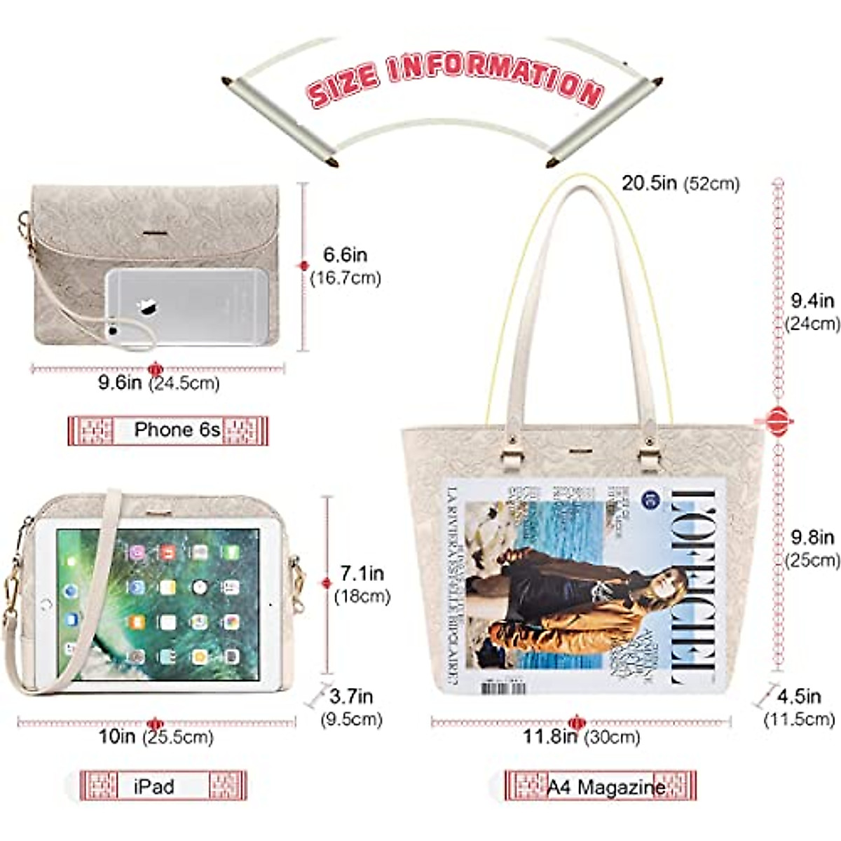 Handbags for Women Shoulder Bags Tote Satchel Hobo 3pcs Purse Set