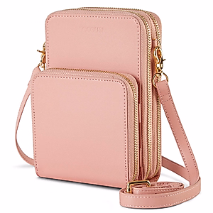 ECOSUSI Crossbody Bag Small Cell Phone Purse for Women Touchscreen Handbag Crossbody Purse with Detachable Wallet Pink